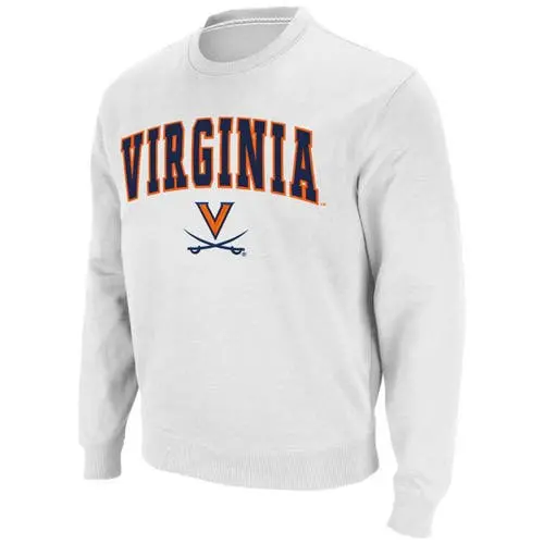 COLOSSEUM Virginia Cavaliers Team Arch & Logo Tackle Twill Pullover Sweatshirt - White