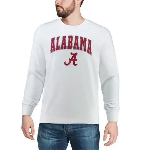 COLOSSEUM Alabama Crimson Tide Arch & Logo Crew Neck Sweatshirt - White
