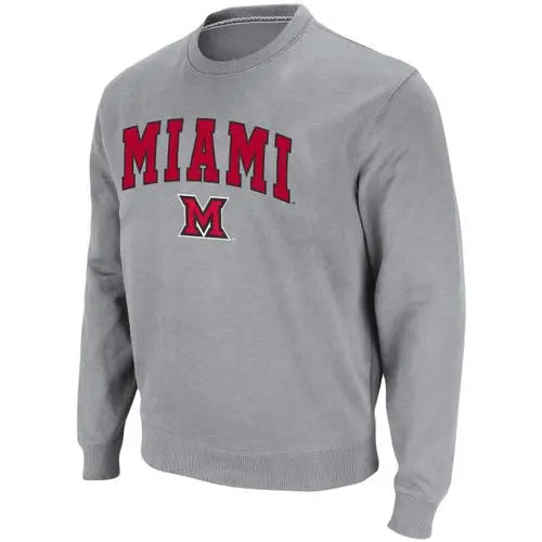 COLOSSEUM Miami University Redhawks Arch & Logo Tackle Twill Pullover Sweatshirt