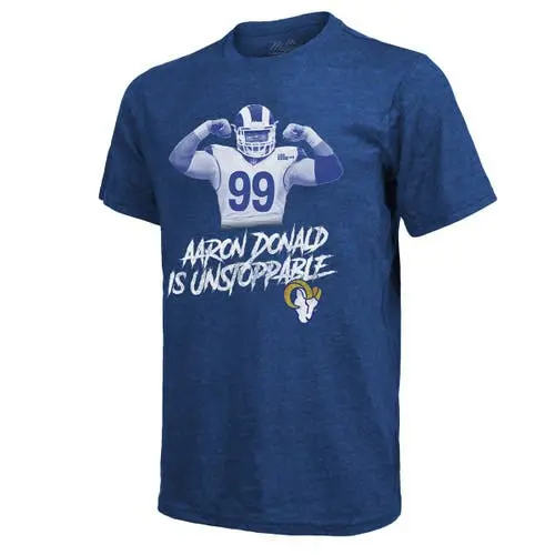 MAJESTIC THREADS Aaron Donald Los Angeles Rams Tri-blend Player Graphic T-shirt