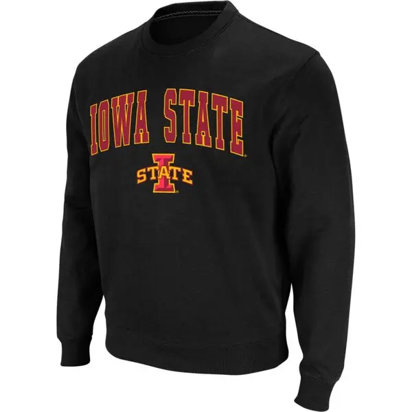 COLOSSEUM Iowa State Cyclones Arch & Logo Crew Neck Sweatshirt - Black