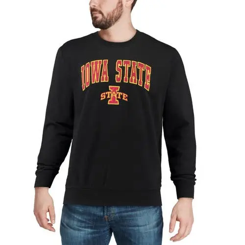 COLOSSEUM Iowa State Cyclones Arch & Logo Crew Neck Sweatshirt - Black