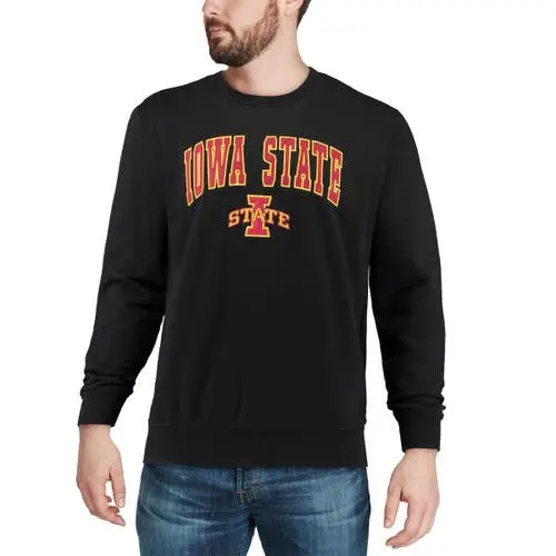 COLOSSEUM Iowa State Cyclones Arch & Logo Crew Neck Sweatshirt - Black