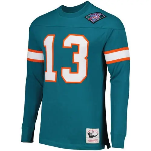 Mitchell & Ness Dan Marino Miami Dolphins Throwback Retired Player Name & Number Long Sleeve Top
