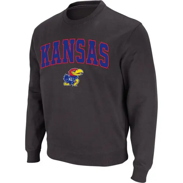 COLOSSEUM Kansas Jayhawks Arch & Logo Crew Neck Sweatshirt
