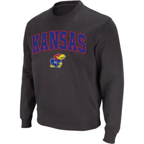 COLOSSEUM Kansas Jayhawks Arch & Logo Crew Neck Sweatshirt