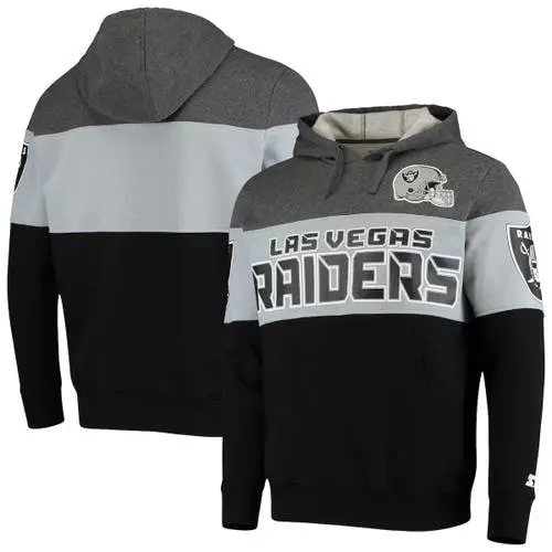 STARTER Heathered Gray/silver Las Vegas Raiders Extreme Fireballer Pullover Hoodie - Heather Gray