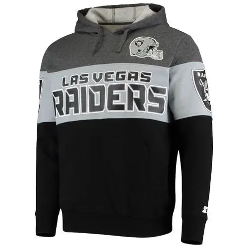 STARTER Heathered Gray/silver Las Vegas Raiders Extreme Fireballer Pullover Hoodie