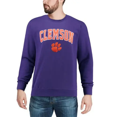 COLOSSEUM Clemson Tigers Arch & Logo Crew Neck Sweatshirt