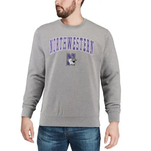 COLOSSEUM Northwestern Wildcats Arch & Logo Crew Neck Sweatshirt - Heather Gray