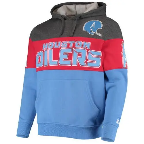 STARTER Red Houston Oilers Extreme Fireballer Throwback Pullover Hoodie