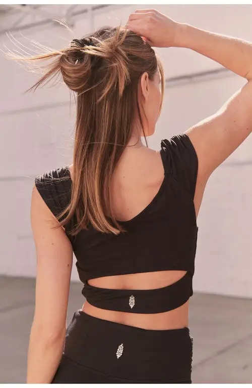 Free People Breathe Deeper Crop Top - Black