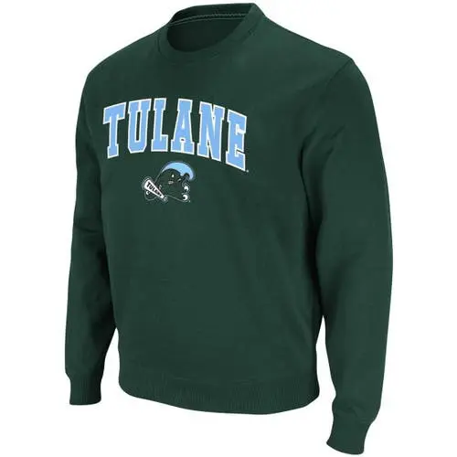 COLOSSEUM Tulane Wave Arch & Logo Tackle Twill Pullover Sweatshirt