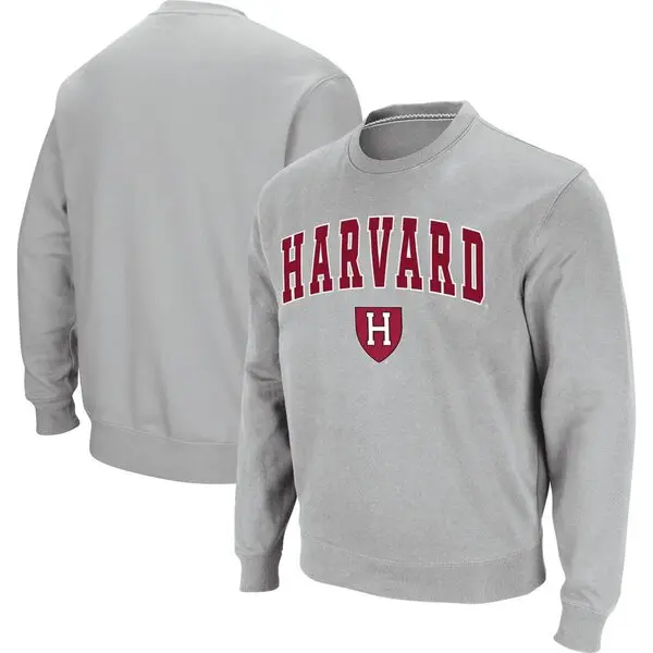 COLOSSEUM Harvard Crimson Team Arch & Logo Tackle Twill Pullover Sweatshirt