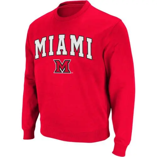 COLOSSEUM Miami University Redhawks Arch & Logo Crew Neck Sweatshirt - Red