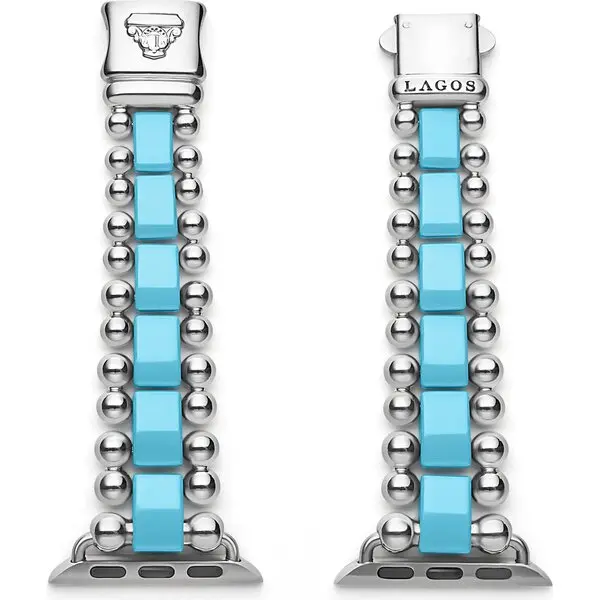 Lagos Smart Caviar Ceramic And Stainless Steel Apple Watch® Band - Blue Ceramic