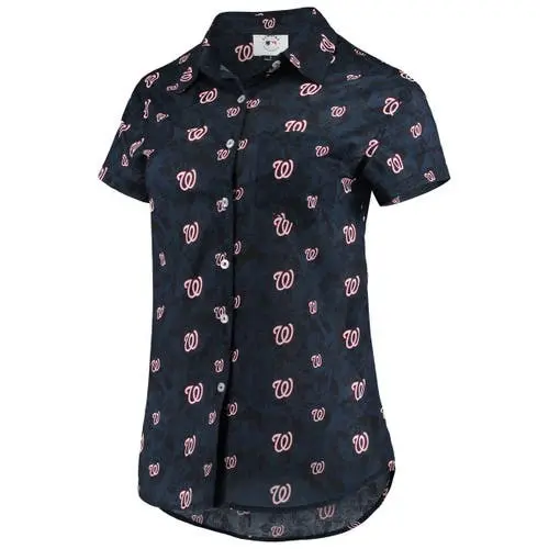 FOCO Washington Nationals Floral Button Up Shirt