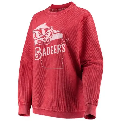 PRESSBOX Wisconsin Badgers Corduroy Crewneck Sweatshirt