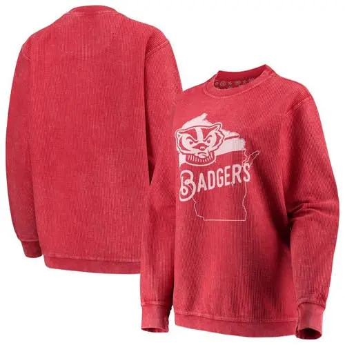 PRESSBOX Wisconsin Badgers Corduroy Crewneck Sweatshirt