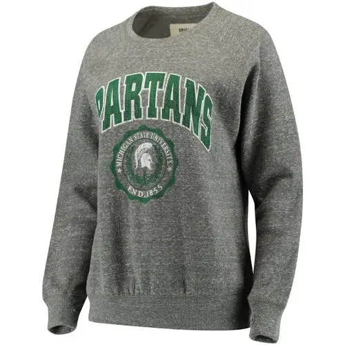PRESSBOX Michigan State Spartans Heathered Gray Vintage Pullover Sweatshirt - Heather Gray