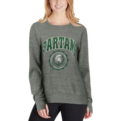 PRESSBOX Michigan State Spartans Heathered Gray Vintage Pullover Sweatshirt