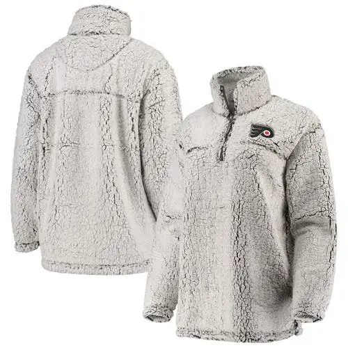 G-III 4HER BY CARL BANKS Philadelphia Flyers Sherpa Quarter-zip Pullover Jacket - Gray