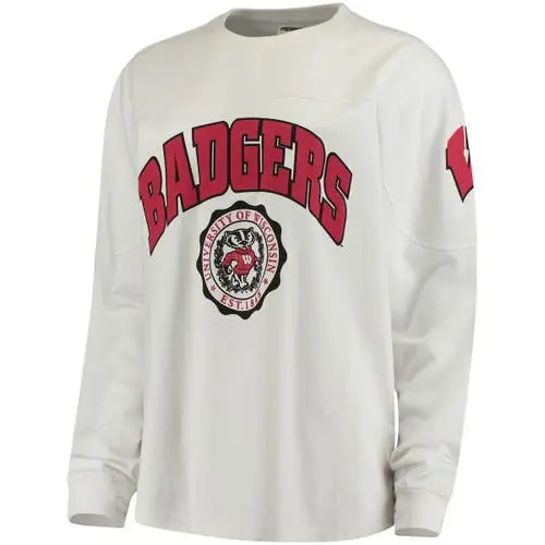 PRESSBOX Wisconsin Badgers Edith Long Sleeve T-shirt - White