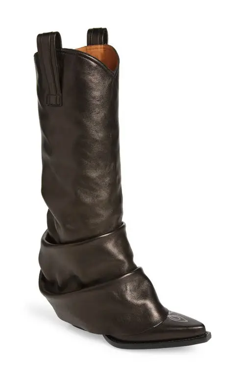 R13 Leather Sleeve Cowboy Boots - Black Leather