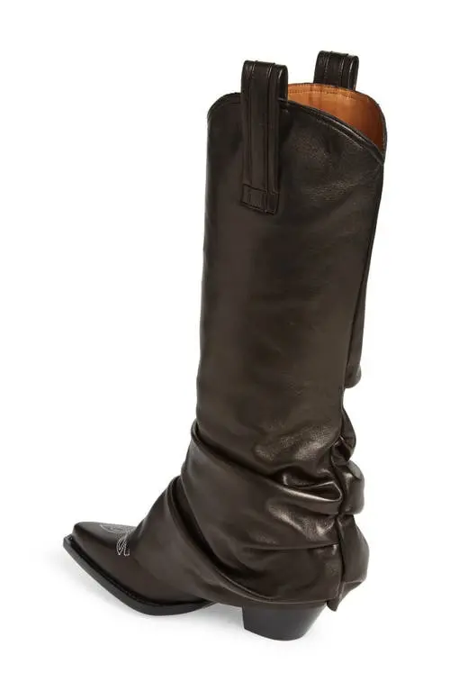 R13 Leather Sleeve Cowboy Boots - Black Leather