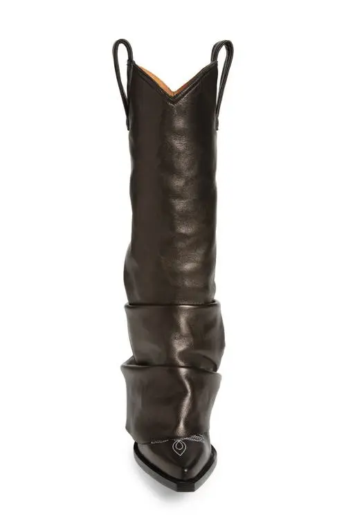 R13 Leather Sleeve Cowboy Boots - Black Leather