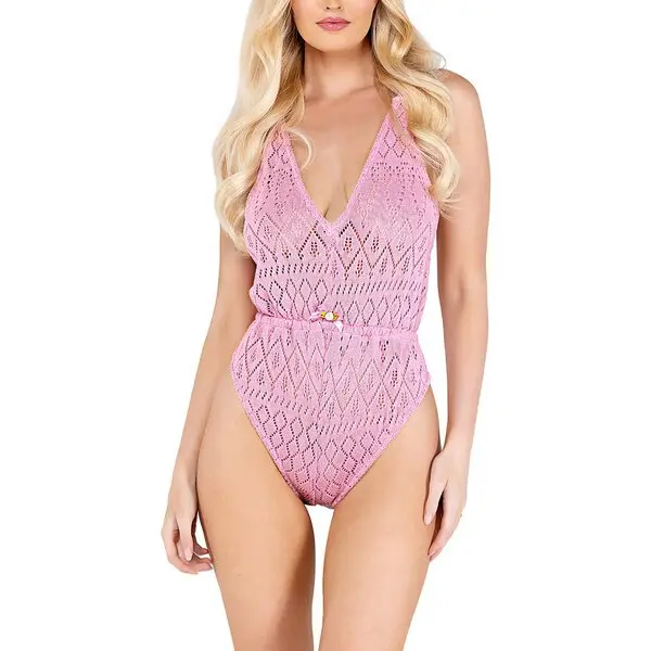 ROMA CONFIDENTIAL Pointelle Bodysuit - Pink