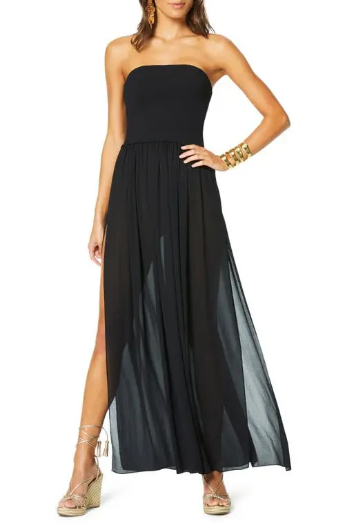 Ramy Brook Calista Strapless Georgette Cover-up Dress - Black