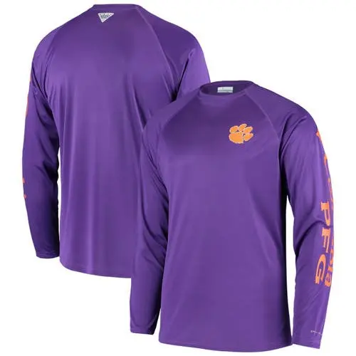 Columbia Clemson Tigers Terminal Tackle Omni-shade Raglan Long Sleeve T-shirt - Purple