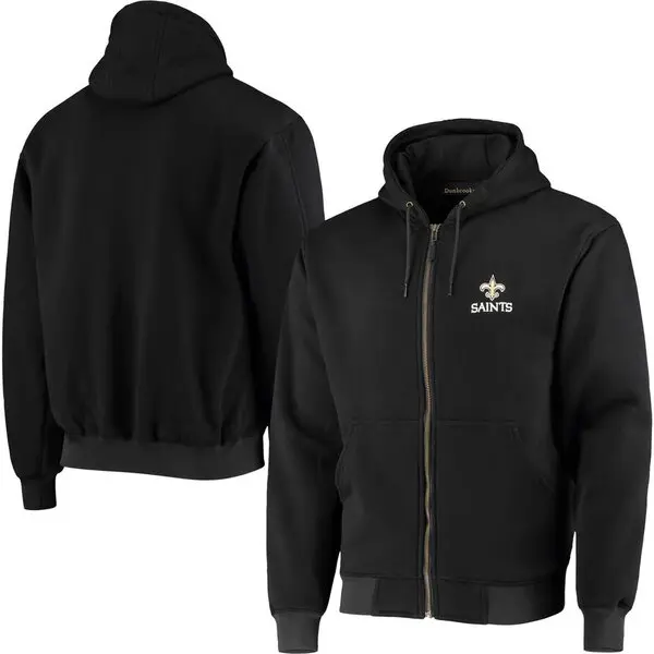 DUNBROOKE New Orleans Saints Craftsman Thermal-lined Full-zip Hoodie - Black