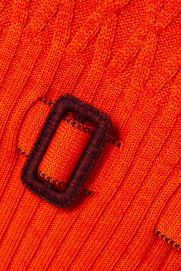 Victoria Beckham Belted Cable-knit Wool And Cotton-blend Sweater