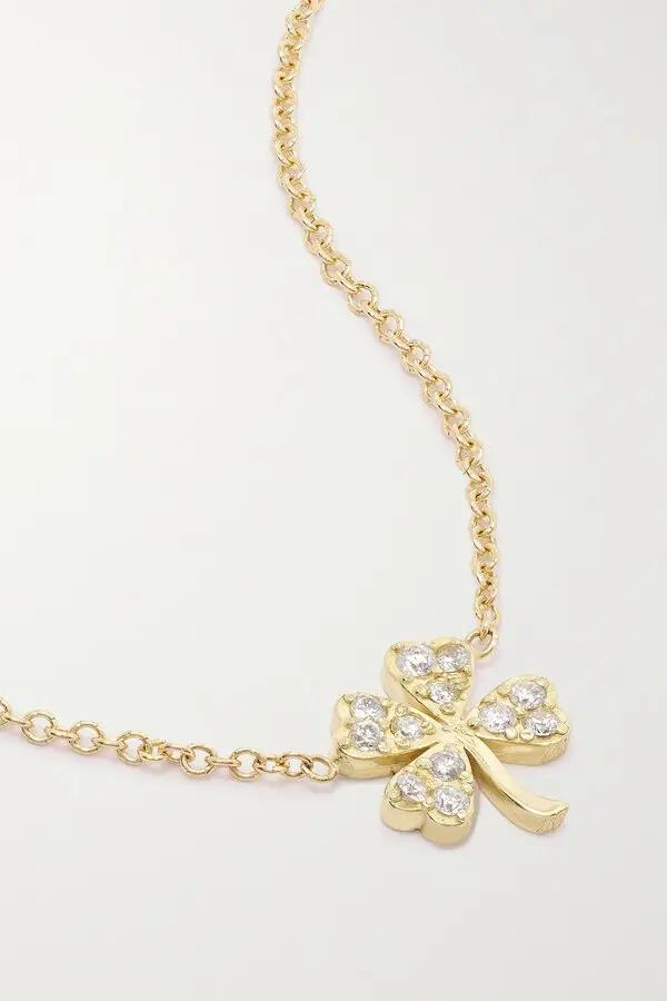 JENNIFER MEYER Mini Clover 18-karat Diamond Necklace