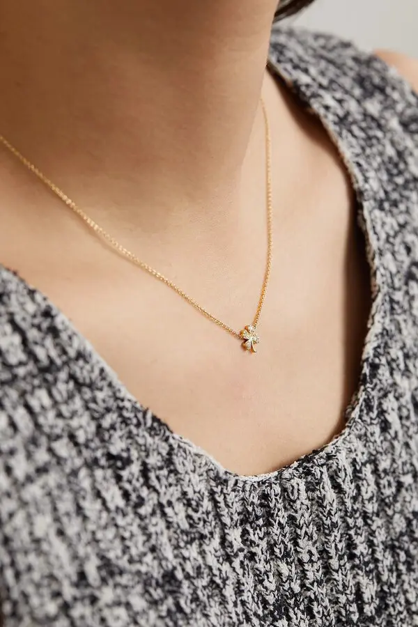 JENNIFER MEYER Mini Clover 18-karat Diamond Necklace