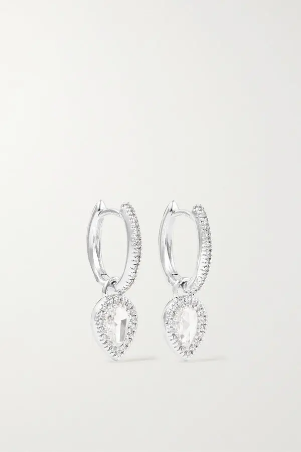 DAVID MORRIS 18-karat White Diamond Hoop Earrings - Gold