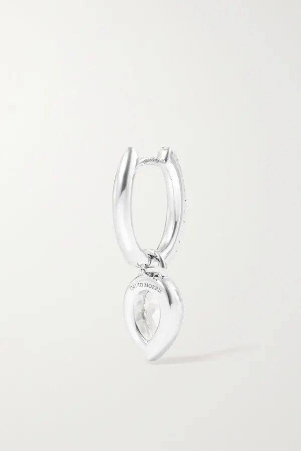 DAVID MORRIS 18-karat White Diamond Hoop Earrings