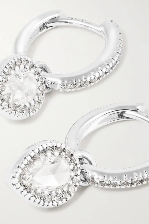 DAVID MORRIS 18-karat White Diamond Hoop Earrings