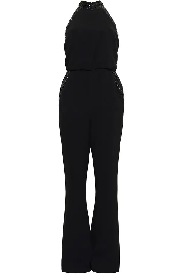 Rachel Zoe Lou Sequin-trimmed Jumpsuit - Black