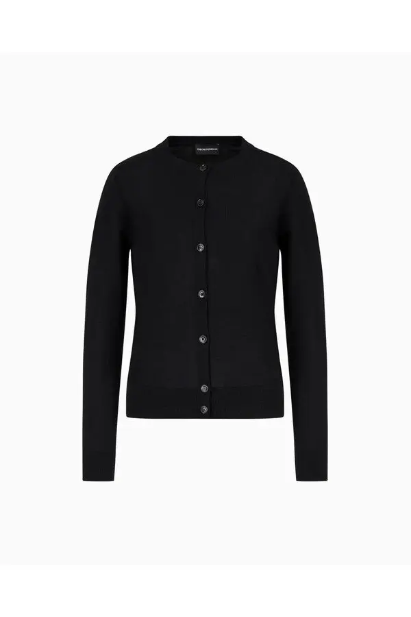 Emporio Armani Virgin Wool Cardigan - Black
