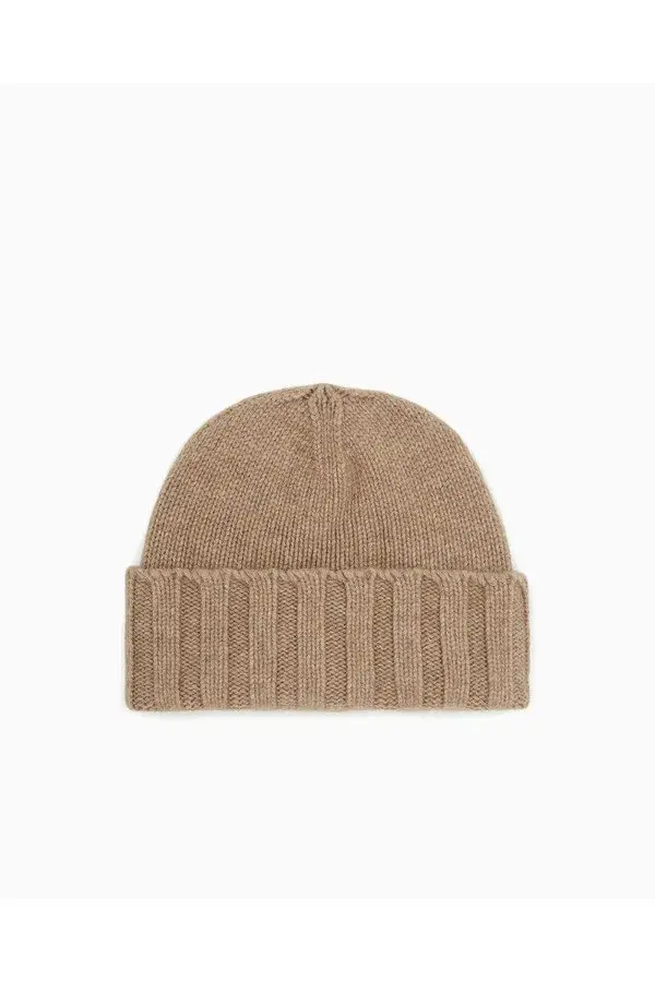 Emporio Armani Ribbed Cashmere Beanie - Green