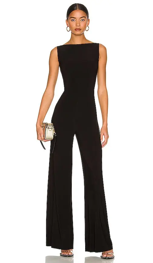 Norma Kamali Sleeveless Straight Leg Jumpsuit - Black