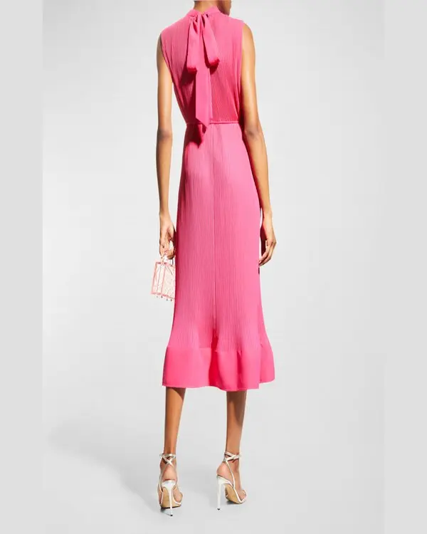 open lace back dress Milasandra Pleated Knit Dress - Plum