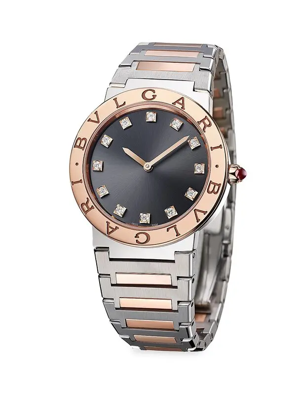 BVLGARI Solotempo Stainless Steel & Diamond Watch - Rose Gold