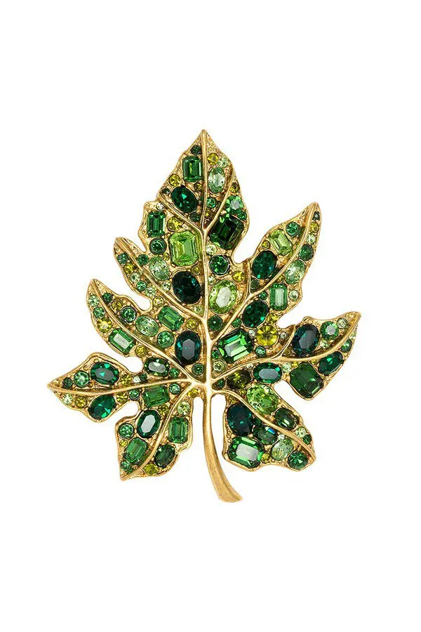 KENNETH JAY LANE Multi Leaf Pin - Green