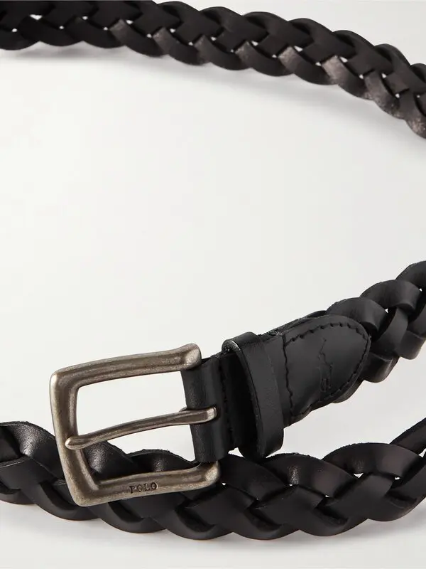 Lauren, Ralph Lauren Black Leather Braided 3 Strips Belt sz M Braided Leather Belt | Belts & Braces Men | Ralph Lauren main image 4