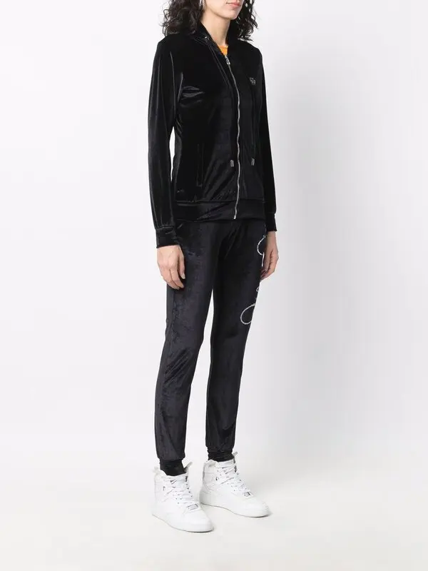 Philipp Plein Logo-embellished Velvet Tracksuit - Black