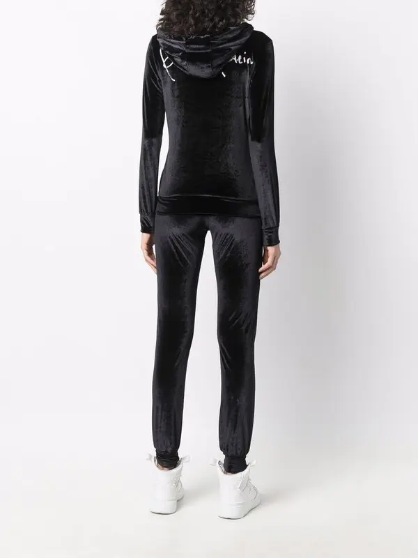 Philipp Plein Logo-embellished Velvet Tracksuit - Black